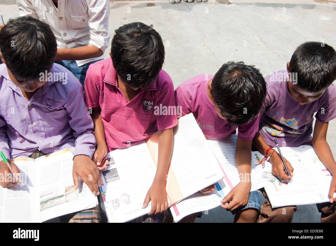 indian rural Children group Students Study Stock Photo - Alamy