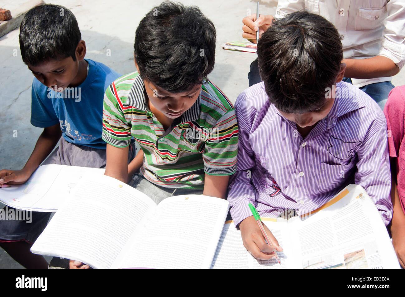 indian rural Children group Students Study Stock Photo - Alamy
