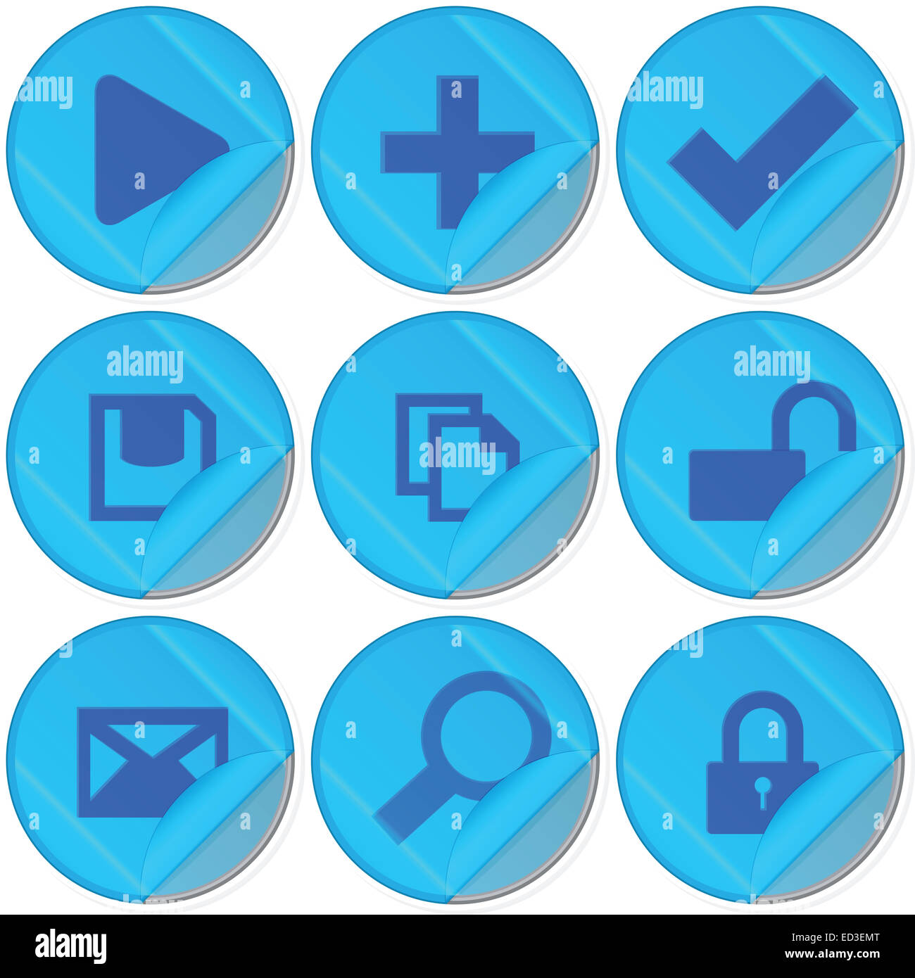 Set of vector colored stickers with icons on a white background Stock ...