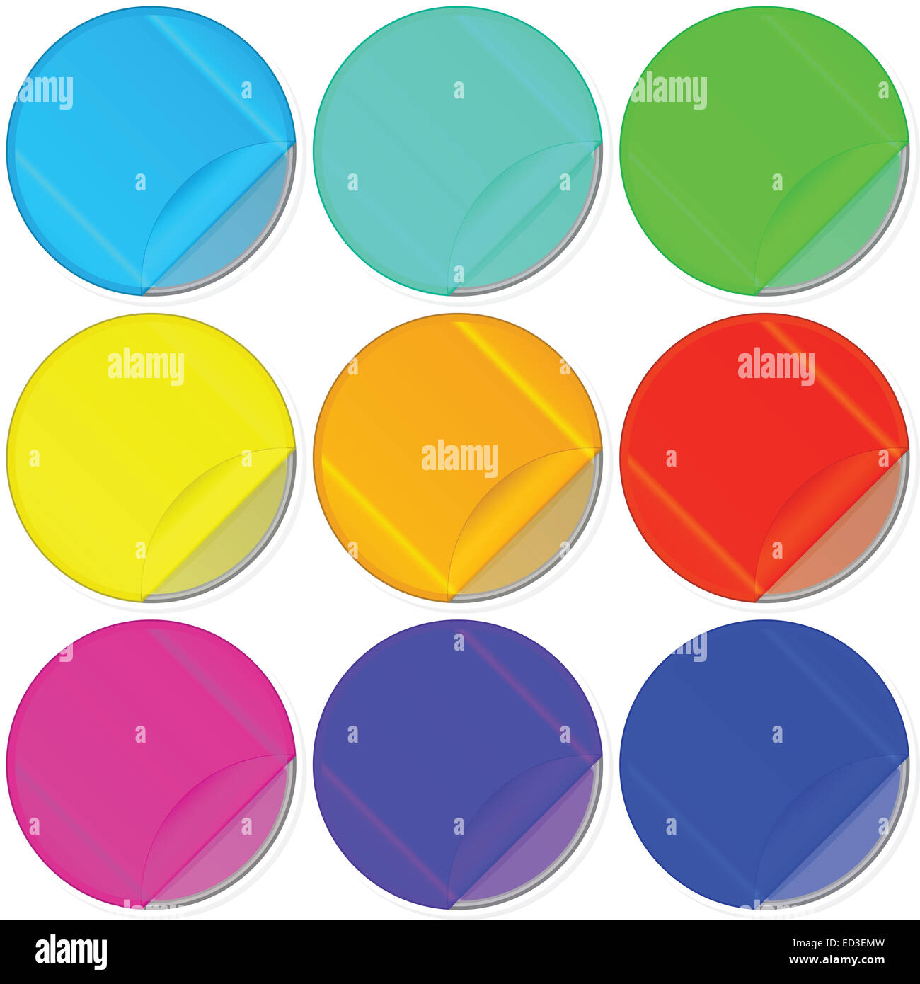 Set of vector colored stickers on a white background Stock Photo - Alamy