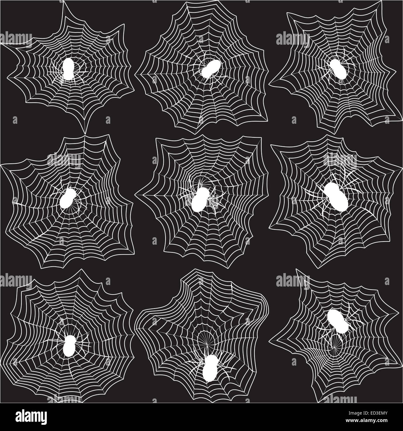 Set of spiders and cobwebs on black background Stock Photo - Alamy
