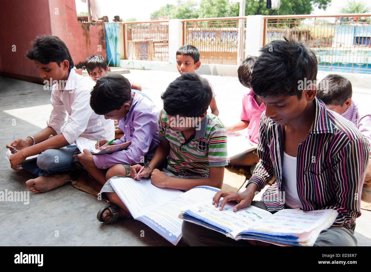 indian rural Children group Students Study Stock Photo - Alamy