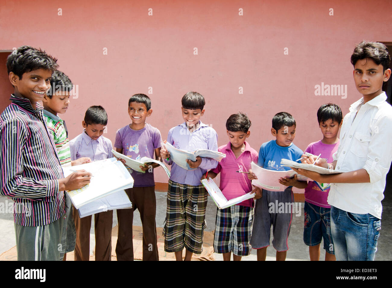 indian rural Children group Students Study Stock Photo - Alamy