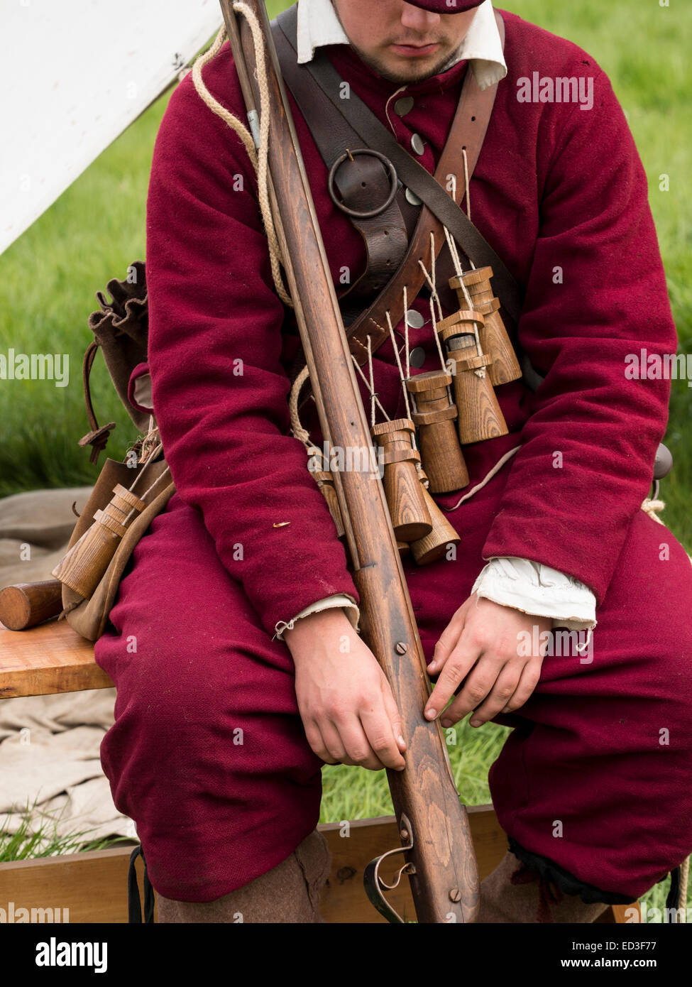 Actors perform wearing Stuart era, the 17th century, (reign of king ...