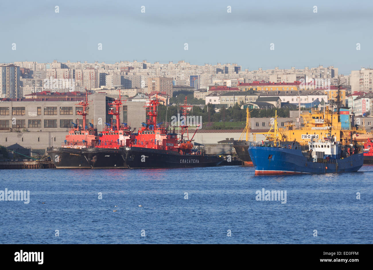 View of the Murmansk port and the Kola Bay Stock Photo - Alamy