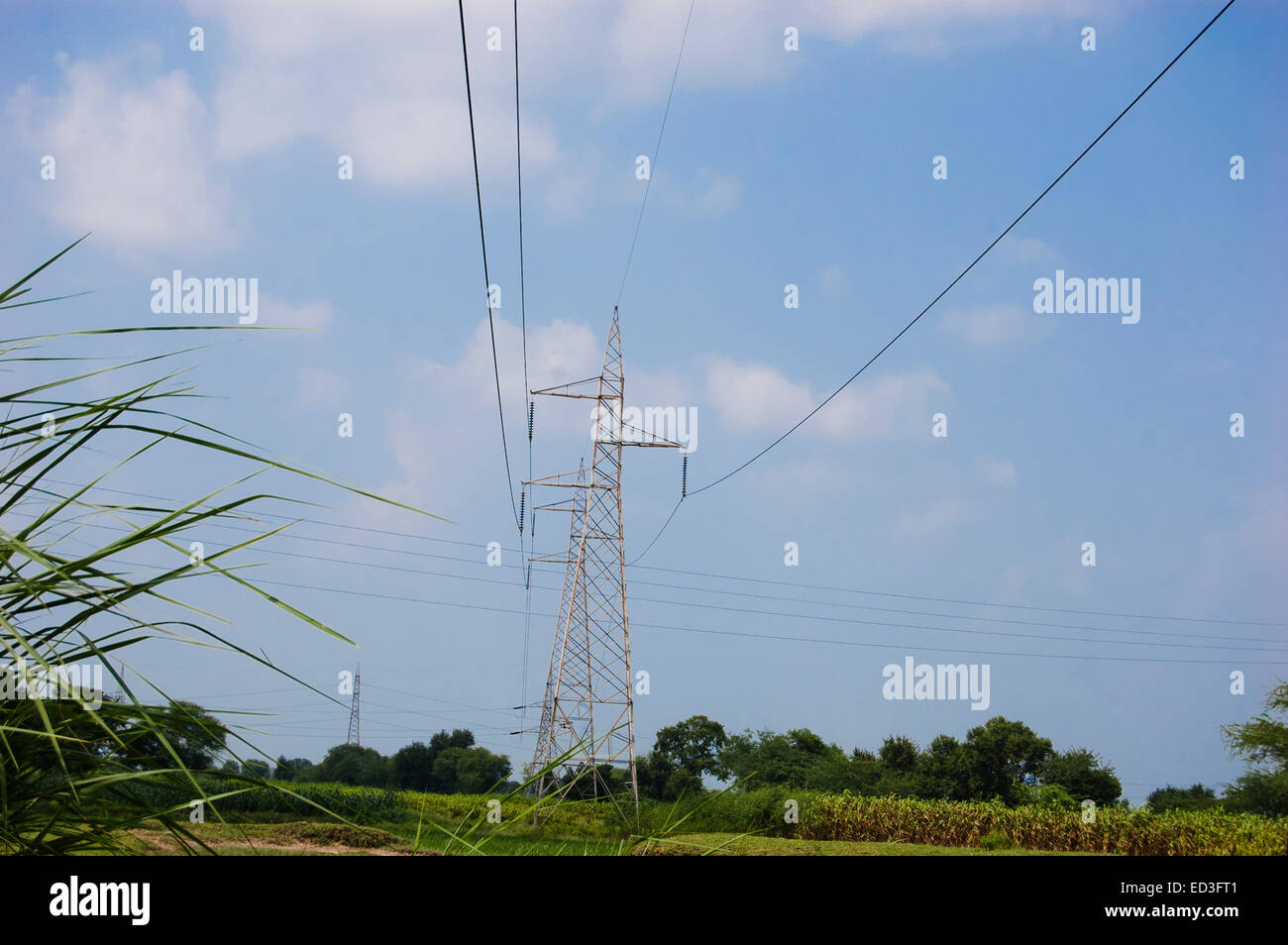 rural village Electricity Tower nobody Stock Photo - Alamy