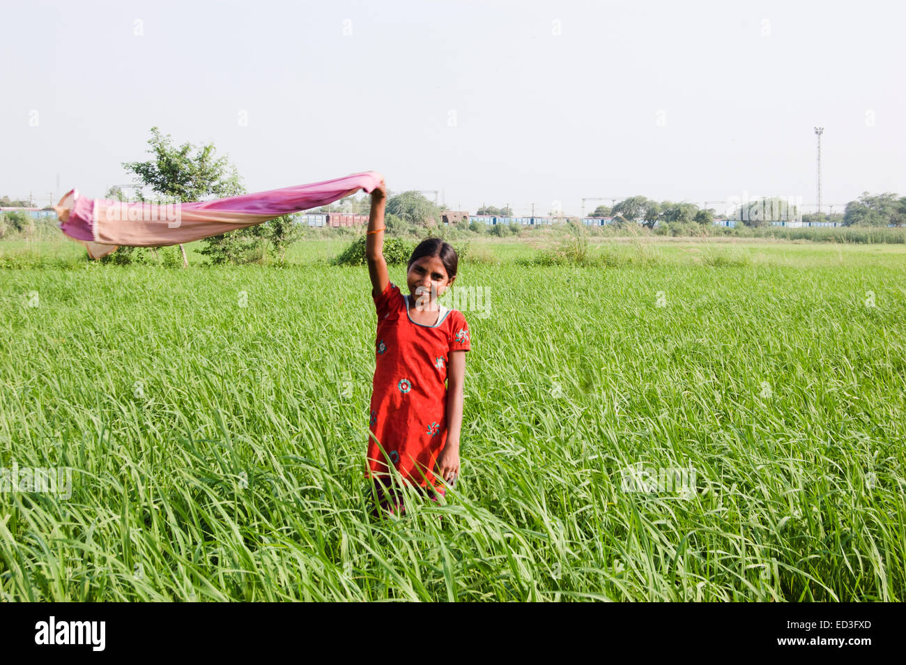 1 indian rural child girl farm fun Stock Photo - Alamy