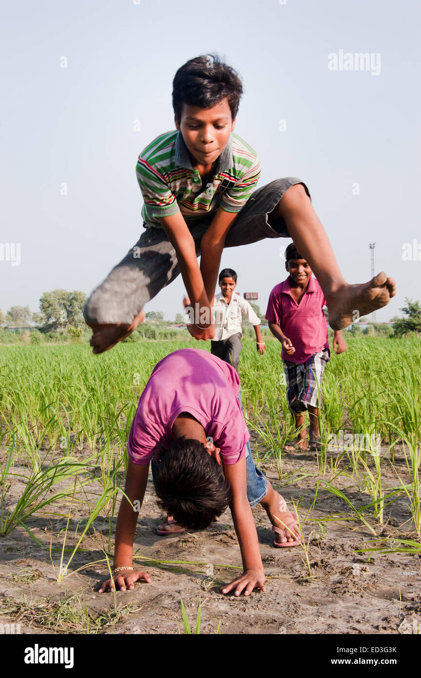 indian rural children boys playing farm Stock Photo - Alamy