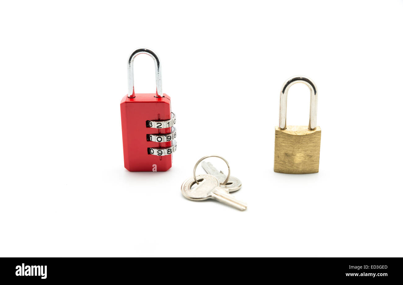 padlock with keys on a white background Stock Photo - Alamy