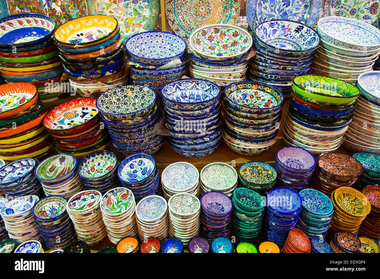 Turkish Ceramic Plates in Spice Bazaar, Istanbul City, Turkey Stock ...