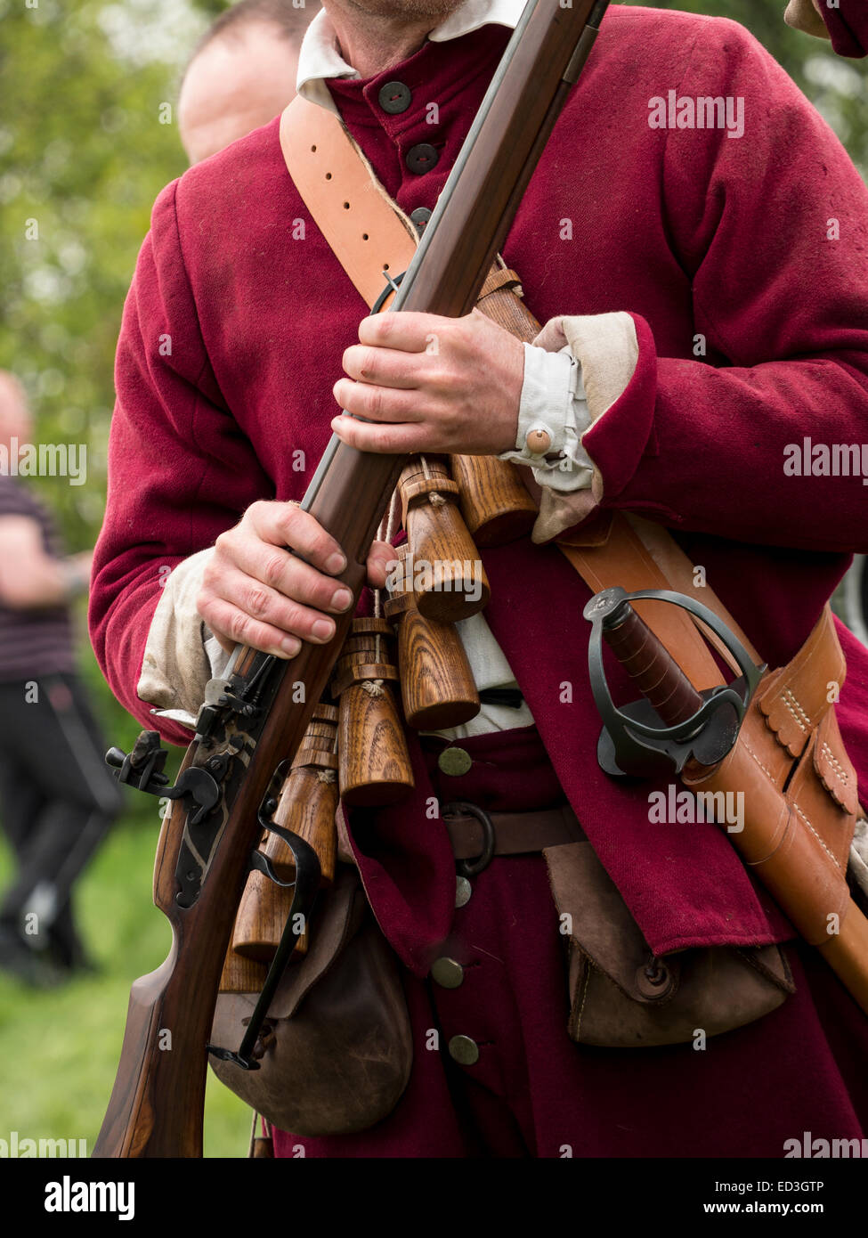 Actors perform wearing Stuart era, the 17th century, (reign of king ...