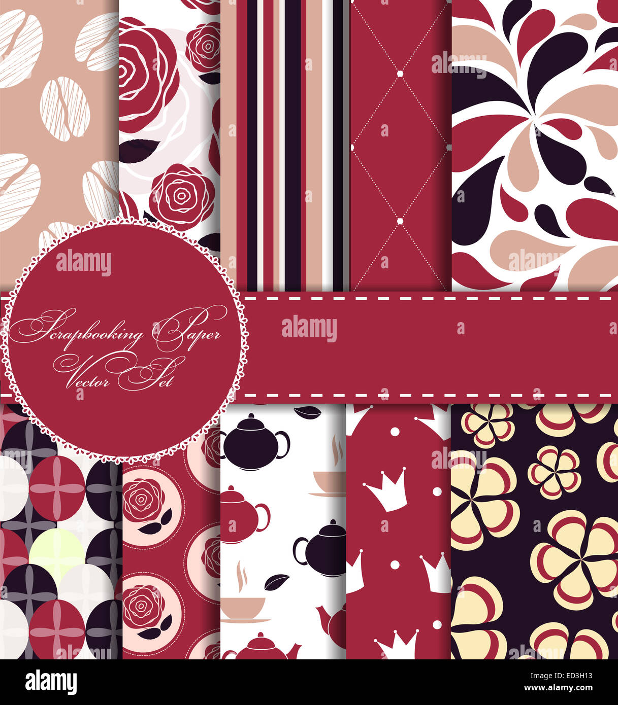 Set of Beautiful Vector Paper for Scrapbook Stock Photo - Alamy