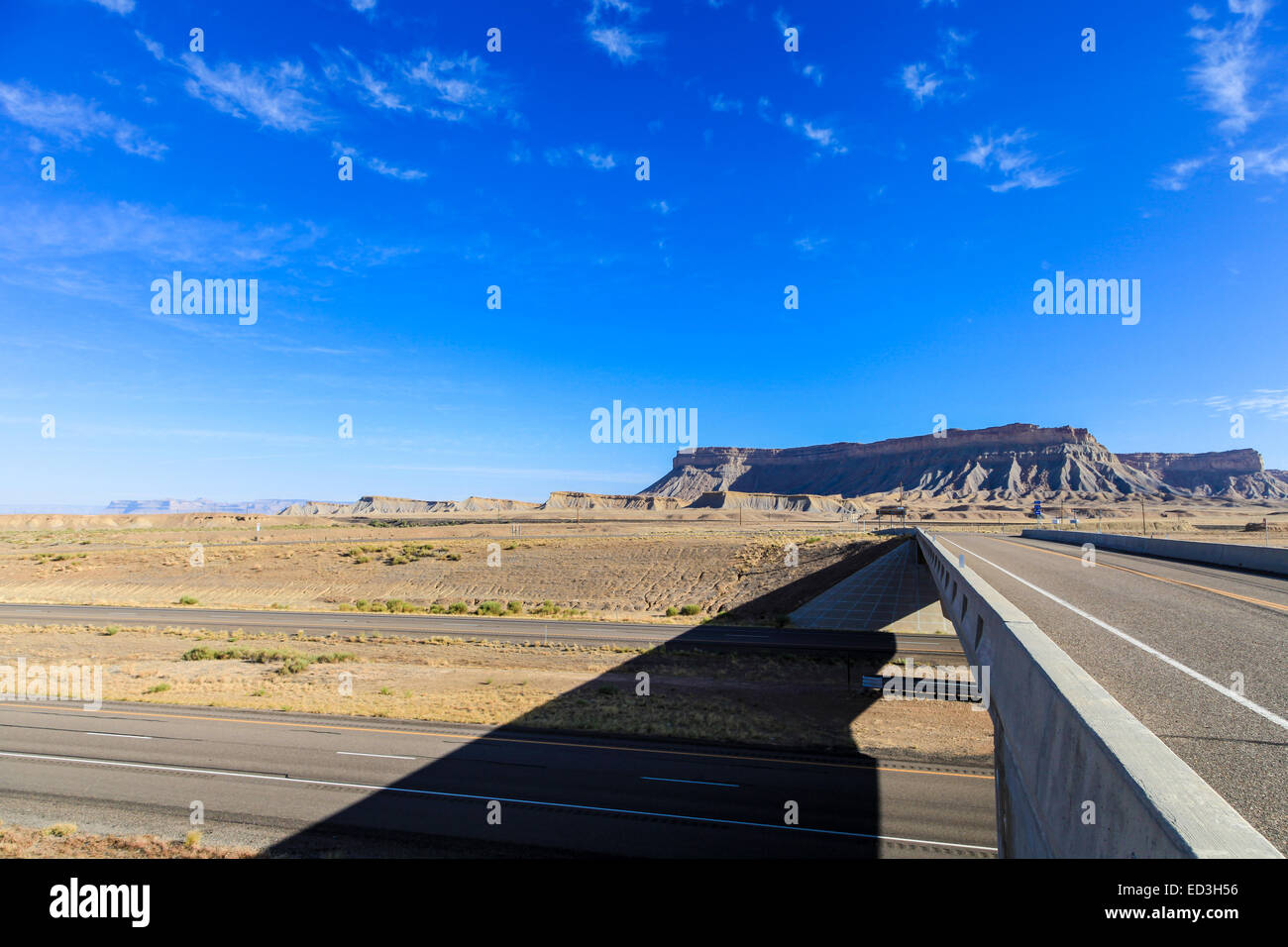 Ruby Ranch Rd & Interstate 70, Utah, USA. pull out off highway i70 ...