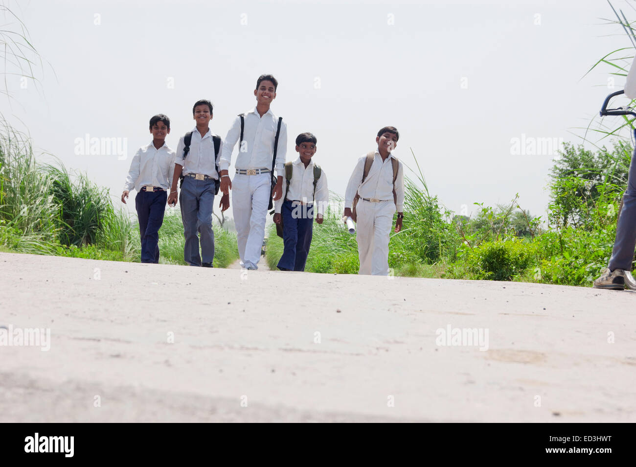 indian rural children School Students walking Stock Photo - Alamy