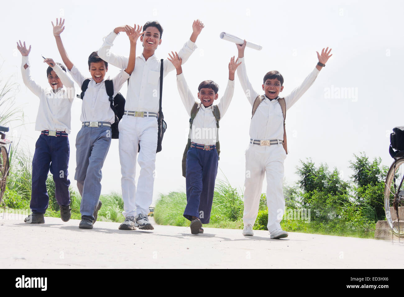 indian rural children School Students walking Stock Photo - Alamy