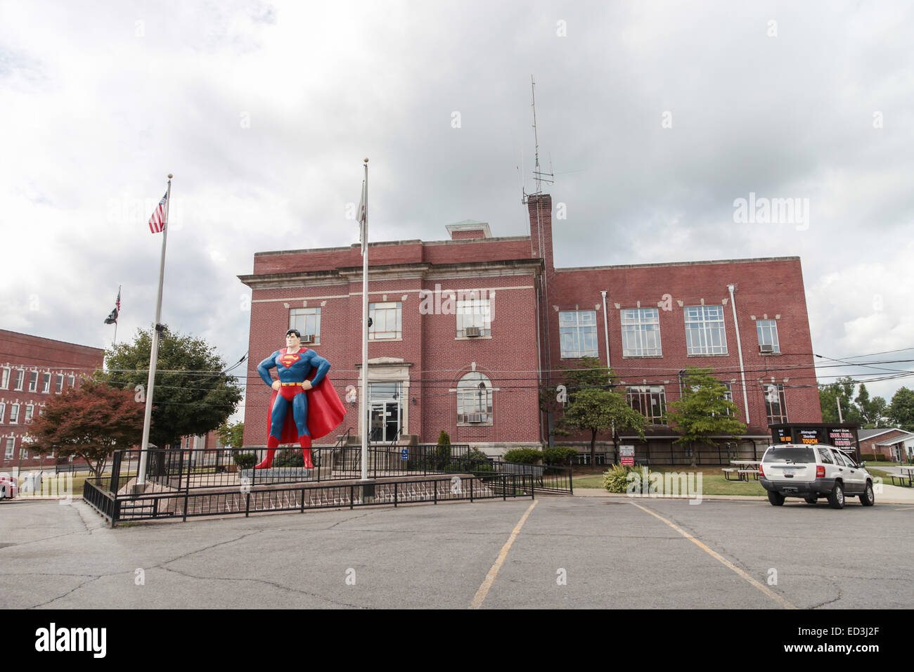 Metropolis Illinois, home of Superman, town center, red brick buildings ...