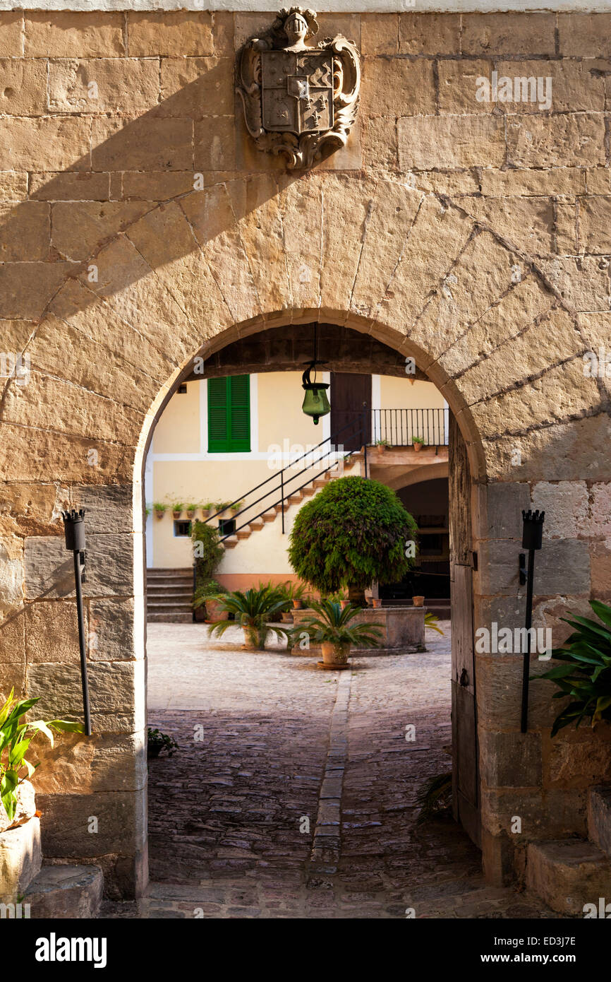 Stonework entrance to the patio of a medieval house Stock Photo - Alamy