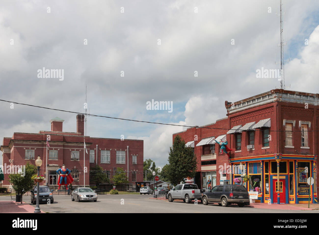 Metropolis Illinois, home of Superman, town center, red brick buildings ...