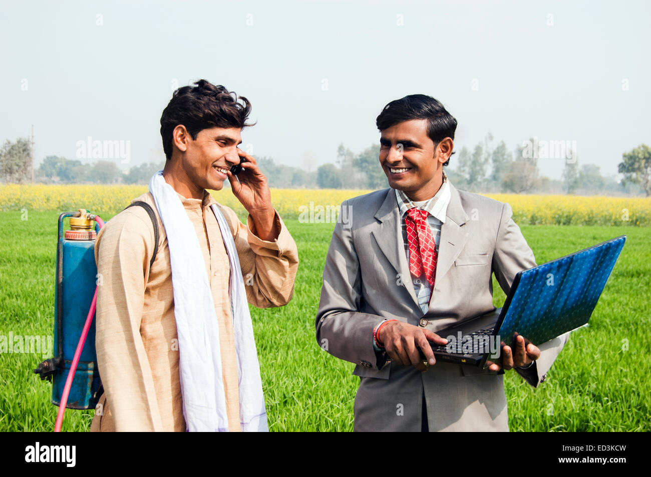 indian rural farmer with Business Man Stock Photo - Alamy