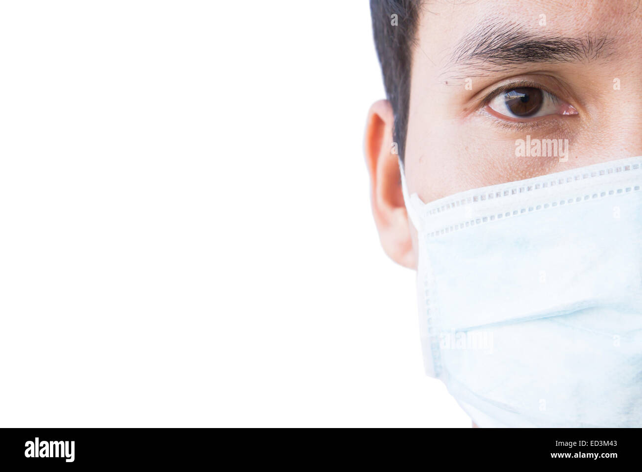 Man Wearing Face Mask On White Background For Text and Ideas Stock ...