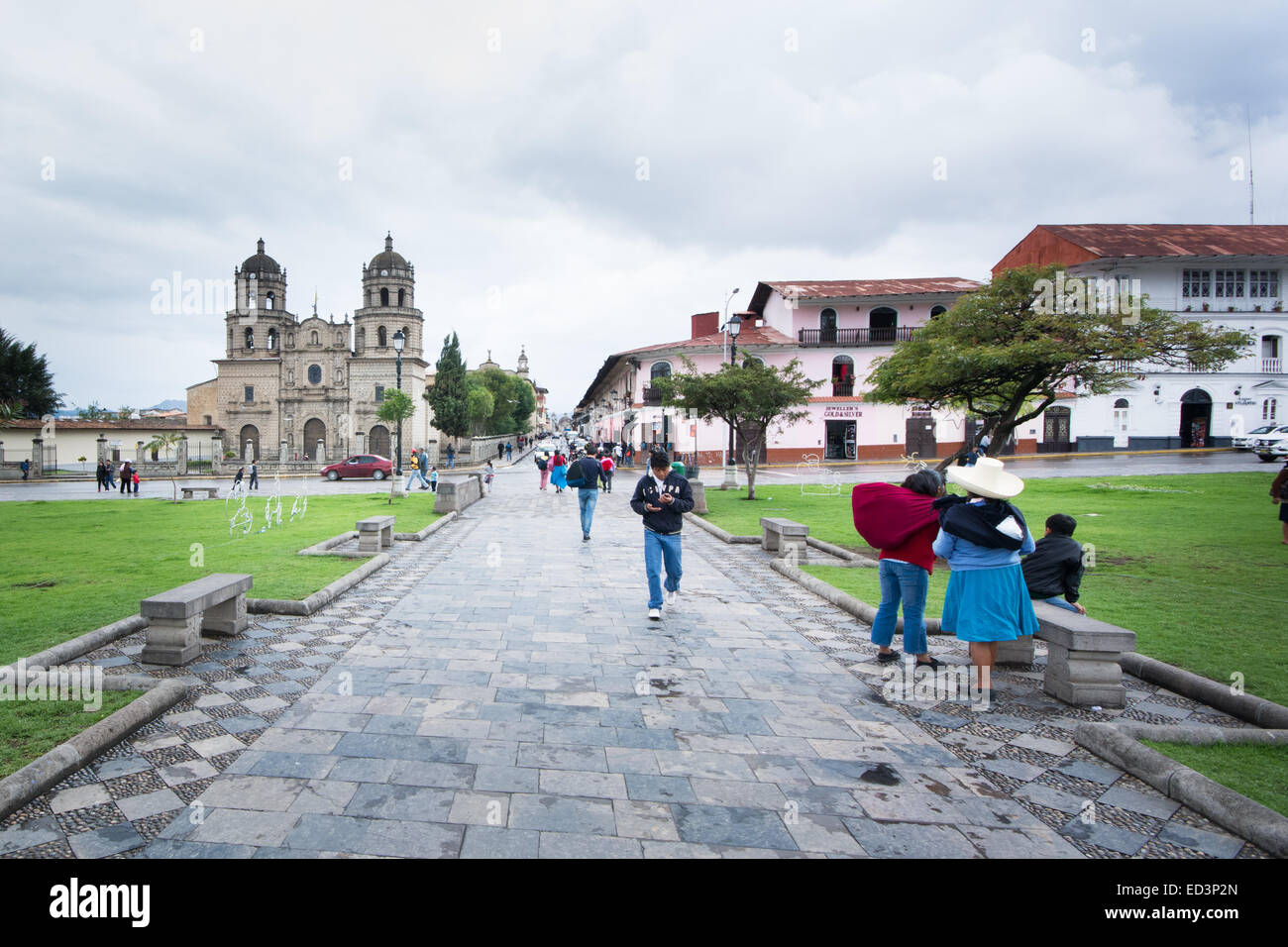 View of the main square and cathedral in the traditional and colonial ...