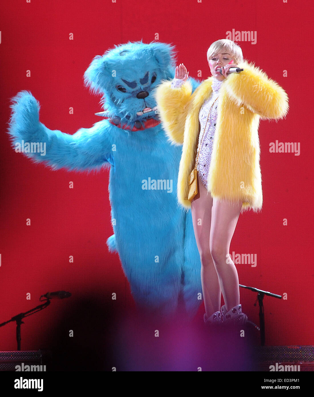 Miley Cyrus performs in a series of wacky outfits at the Ziggo Dome ...