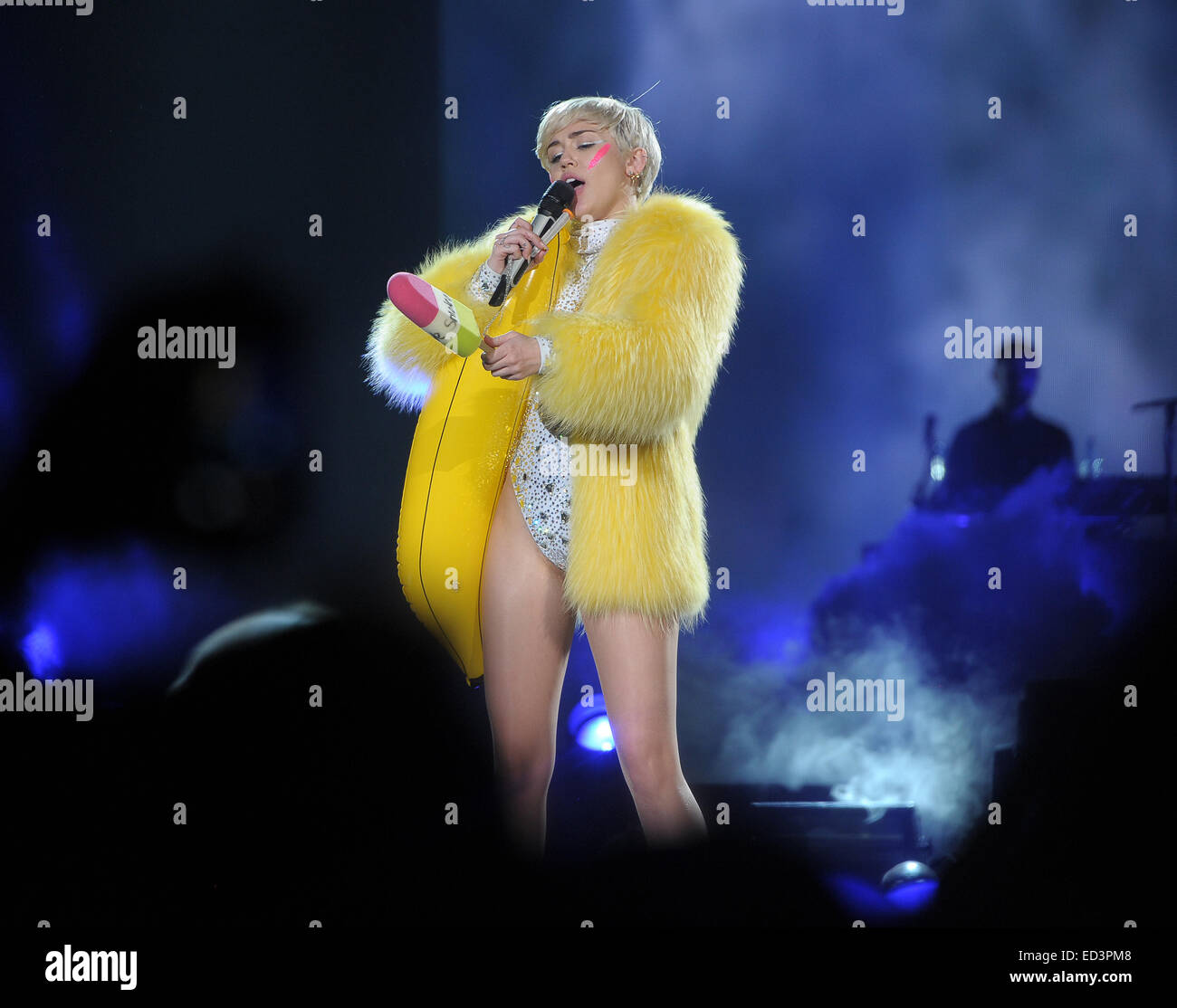 Miley Cyrus performs in a series of wacky outfits at the Ziggo Dome ...