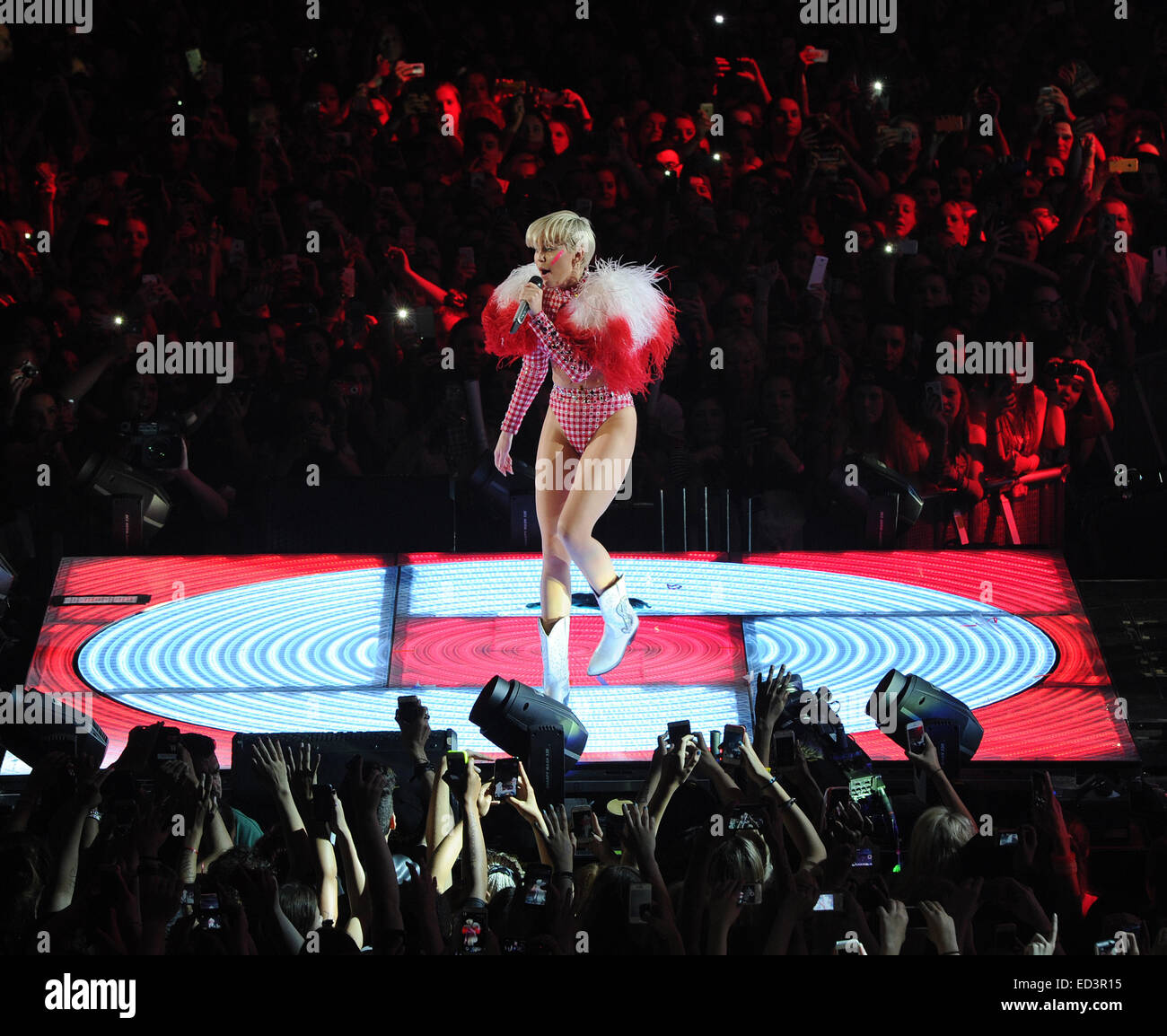 Miley Cyrus performs in a series of wacky outfits at the Ziggo Dome ...