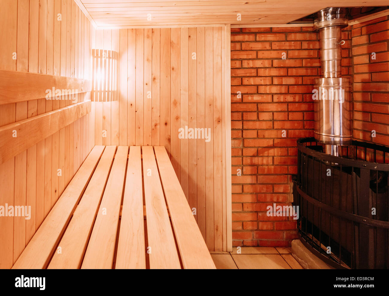 Interior Of The Sauna - Shelves, Lamp, Nobody, Boiler Stock Photo - Alamy