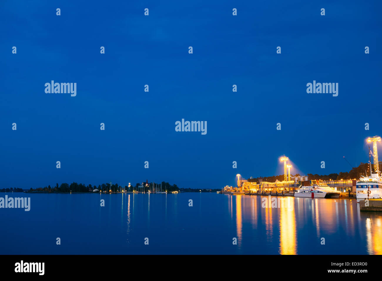Night Scenery View Of Embankment In Helsinki, Finland Stock Photo - Alamy