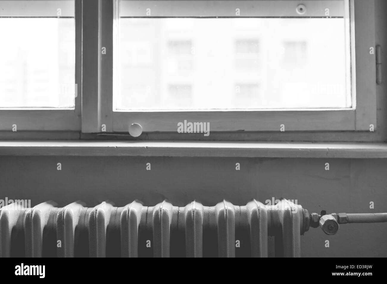 Details of an old radiator by the window, retro style Stock Photo - Alamy