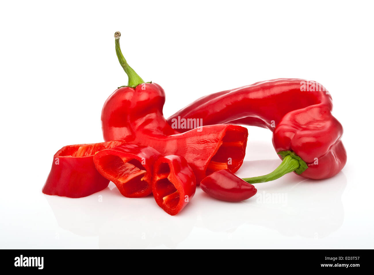 closeup of chopped red hot pepper isolated on white background Stock ...