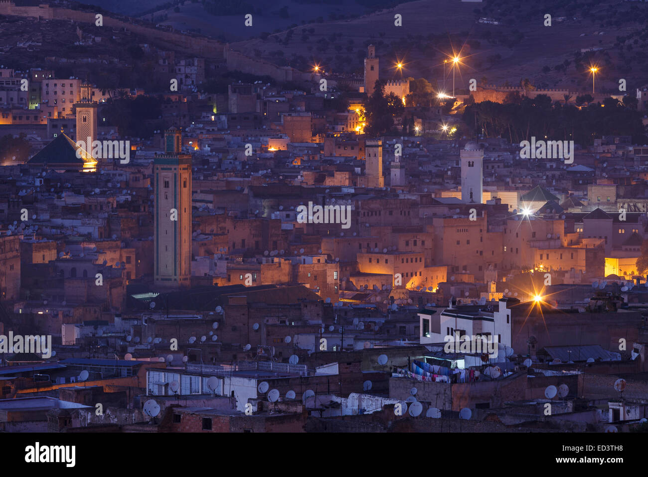 View of Fez in the night. Fez. Morocco. North Africa. Africa Stock ...