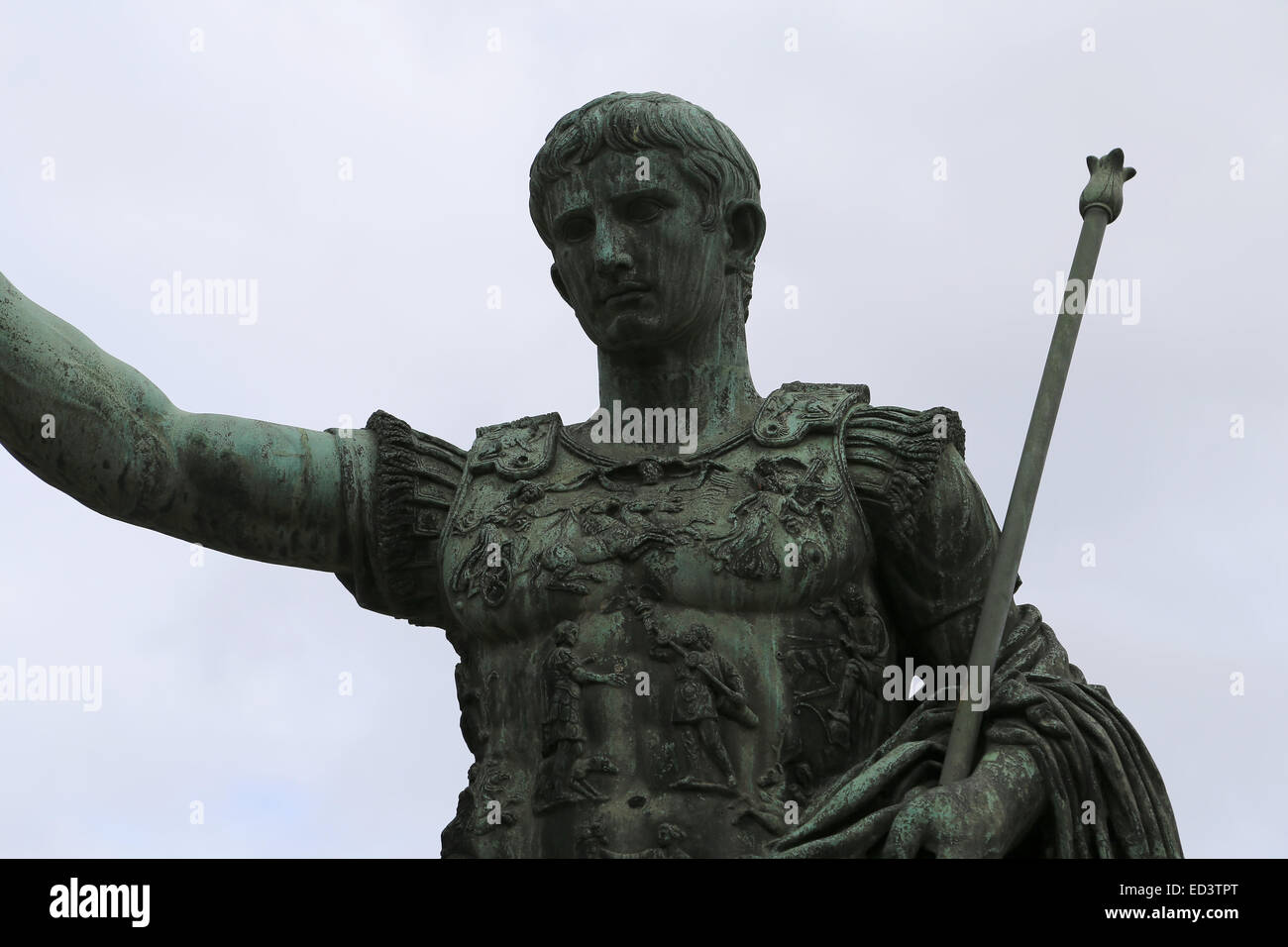 Bronze statue of emperor Augustus (63 BC-14AD). Forum Augustus. Rome ...