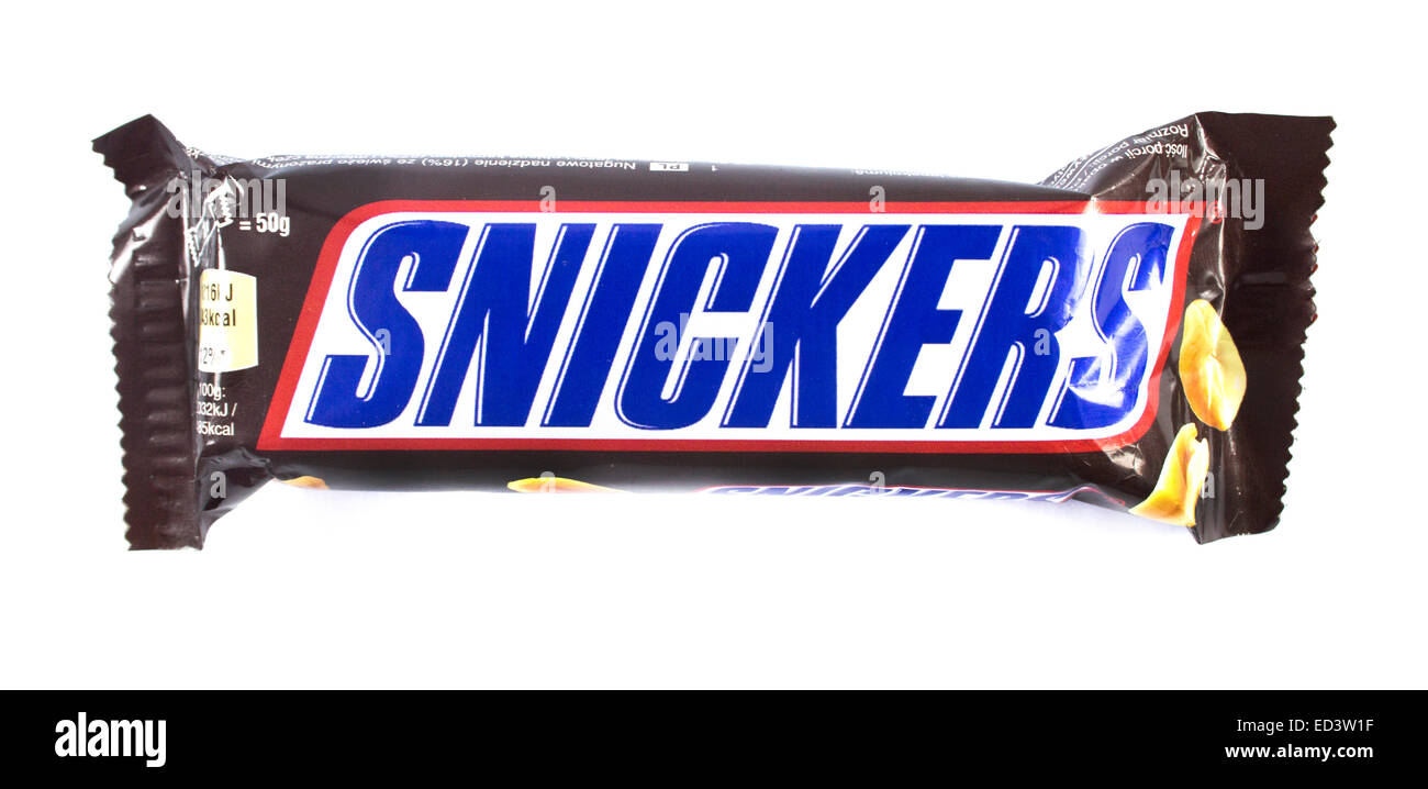 Amman, Jordan - December 5, 2014: Snickers chocolate bar isolated on ...