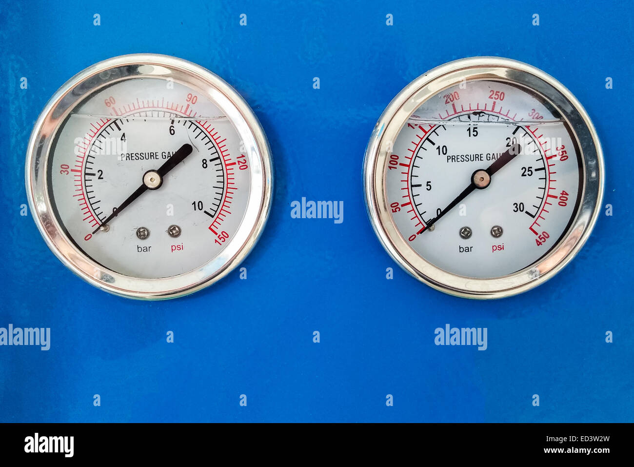 Dial pressure gauge for high pressure pump in the industry plant Stock ...