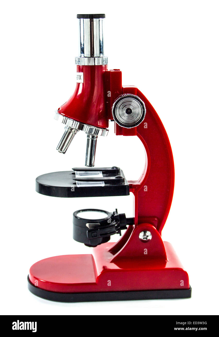 Modern red Microscope isolated on white background Stock Photo - Alamy