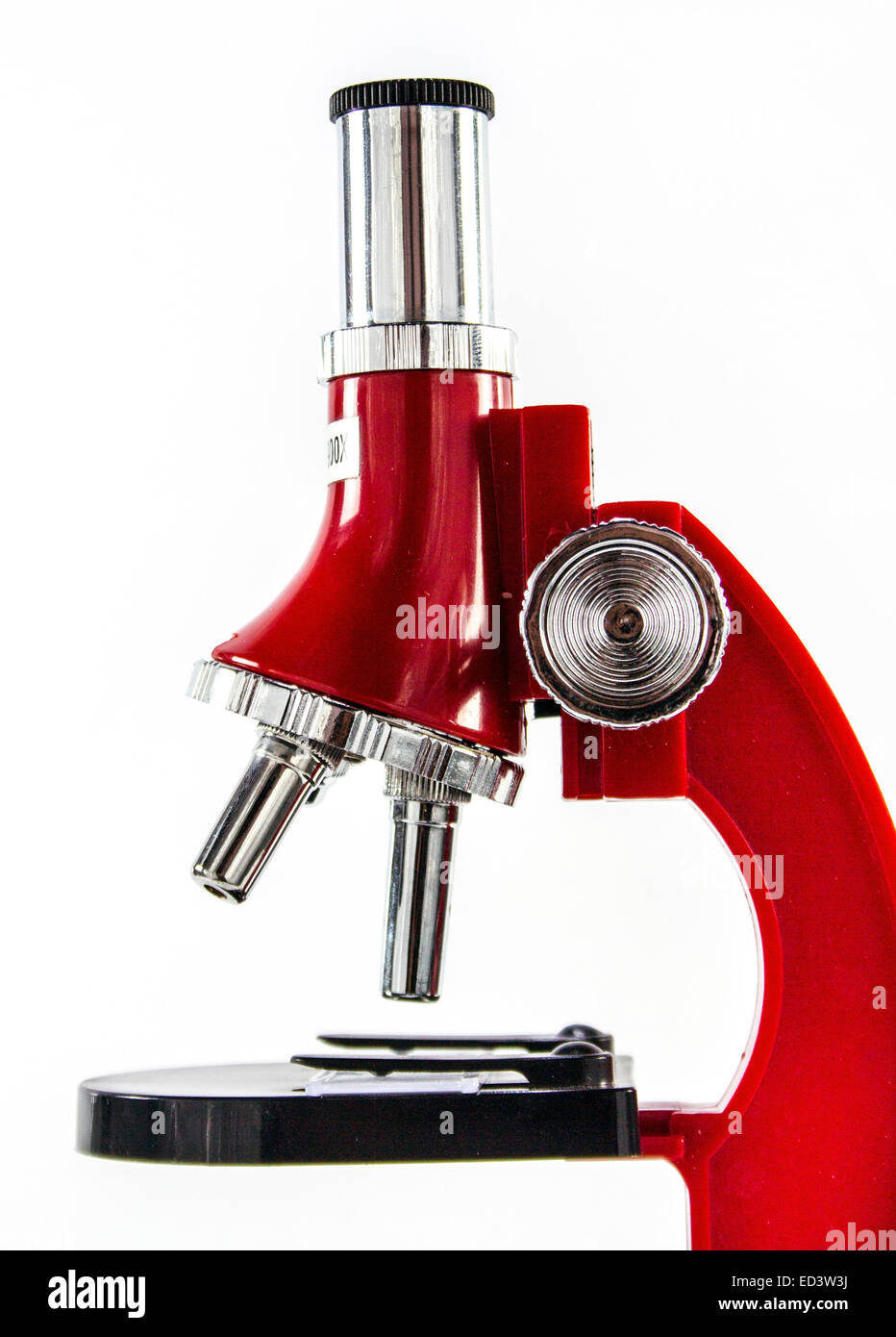 Modern red Microscope isolated on white background Stock Photo - Alamy