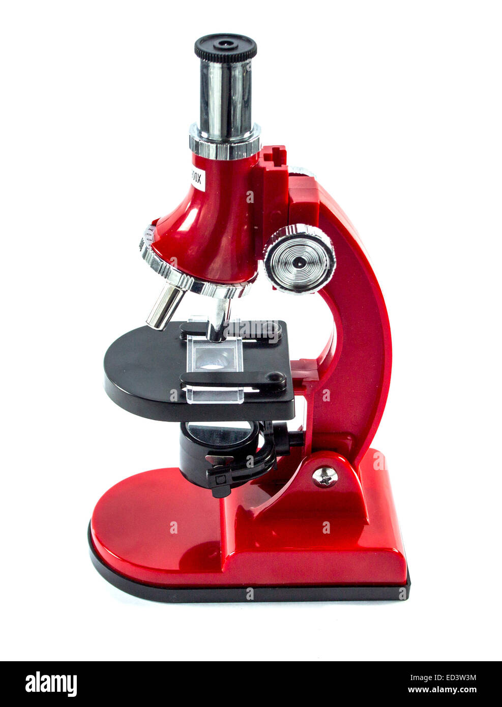 Modern red Microscope isolated on white background Stock Photo - Alamy