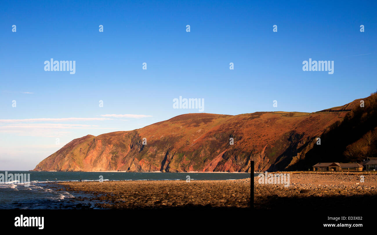 Evening light, Foreland Point near Lynmouth, north Devon, England, UK ...