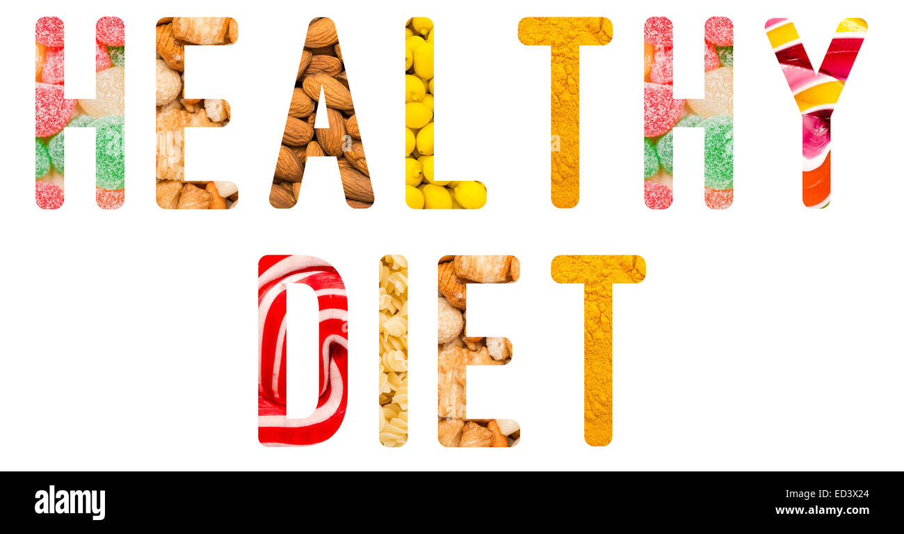 Healthy Food Word Concept Isolated Made From Food Ingredients Stock ...