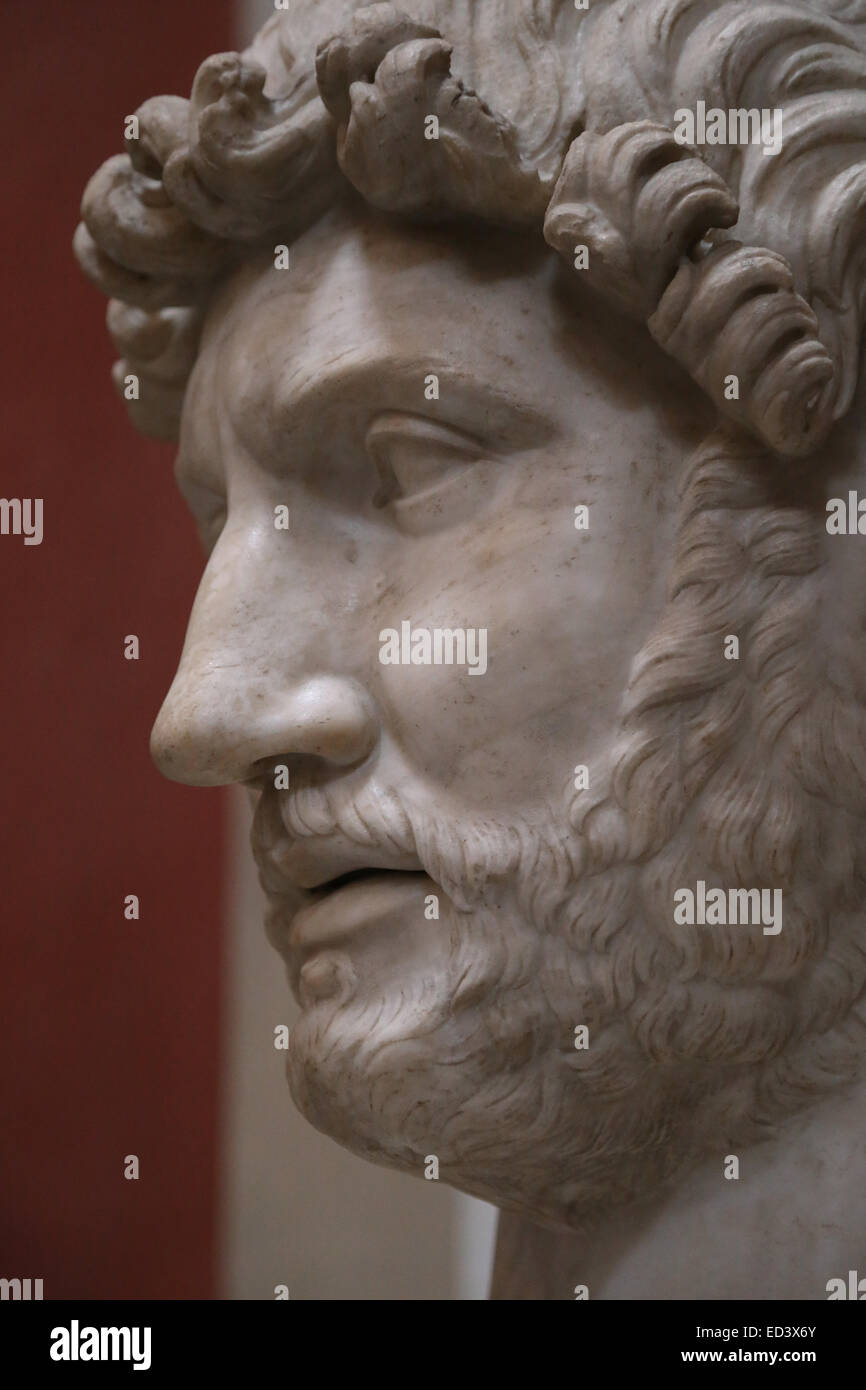 Bust of the emperor Hadrian (76 AD-138 AD). From Hadrian's Mausoleum ...