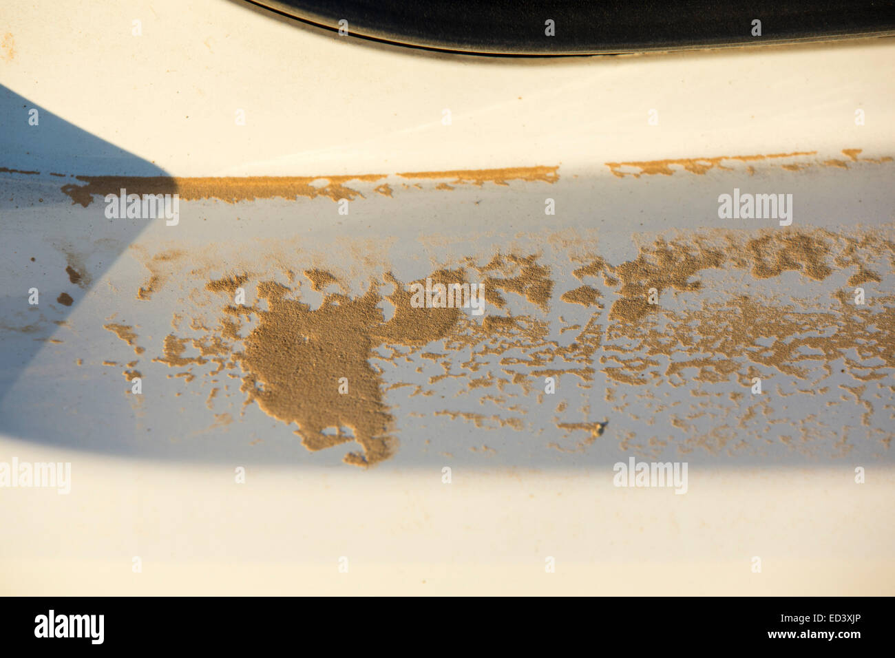 Dust on a cars bumper after travelling off road through the Mojave ...