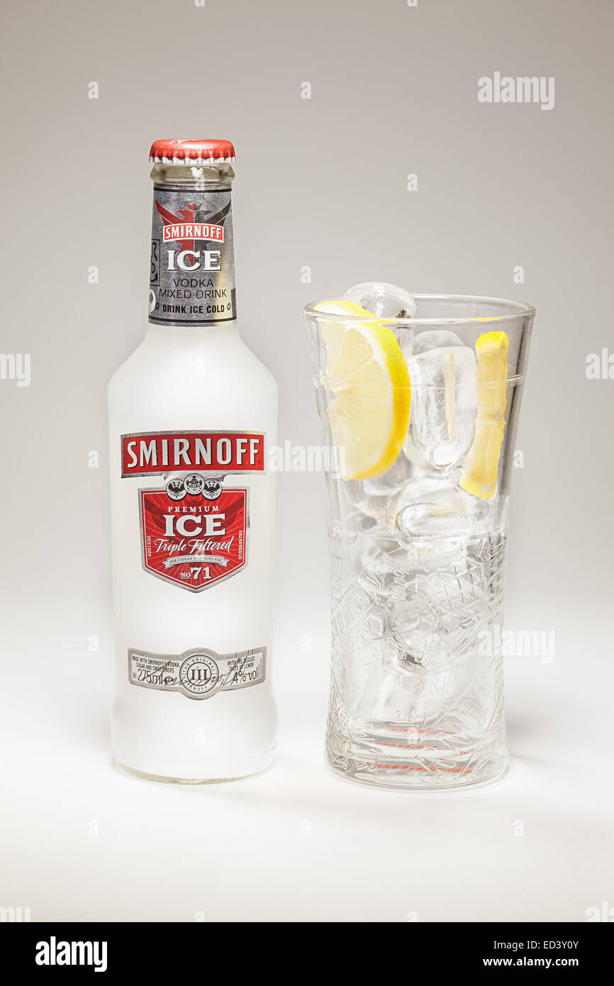 Cacak, Serbia - September 20, 2014: Smirnoff small bottle served with ...