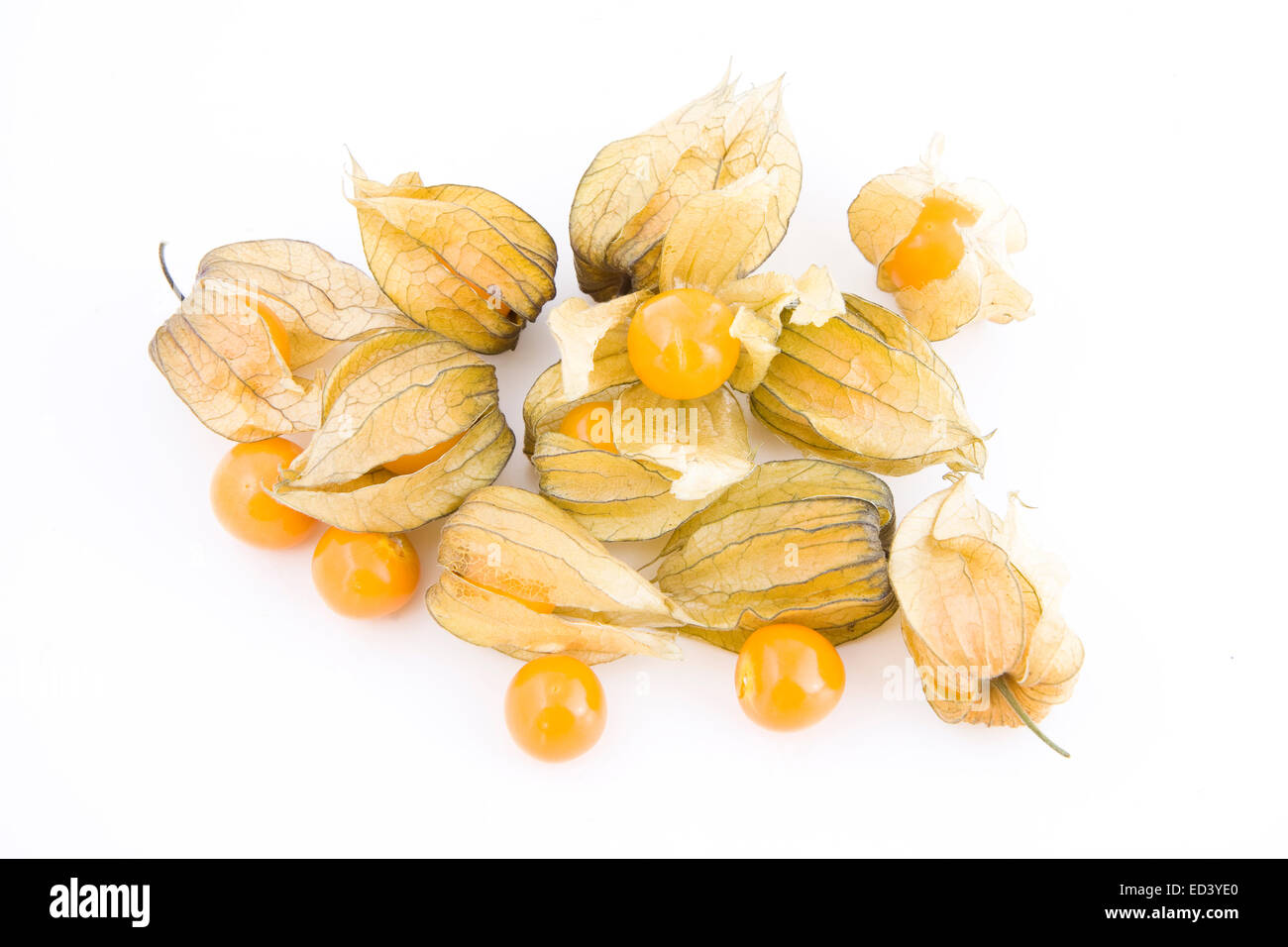 Fresh small physalis fruits isolated on white background, jam-berry ...