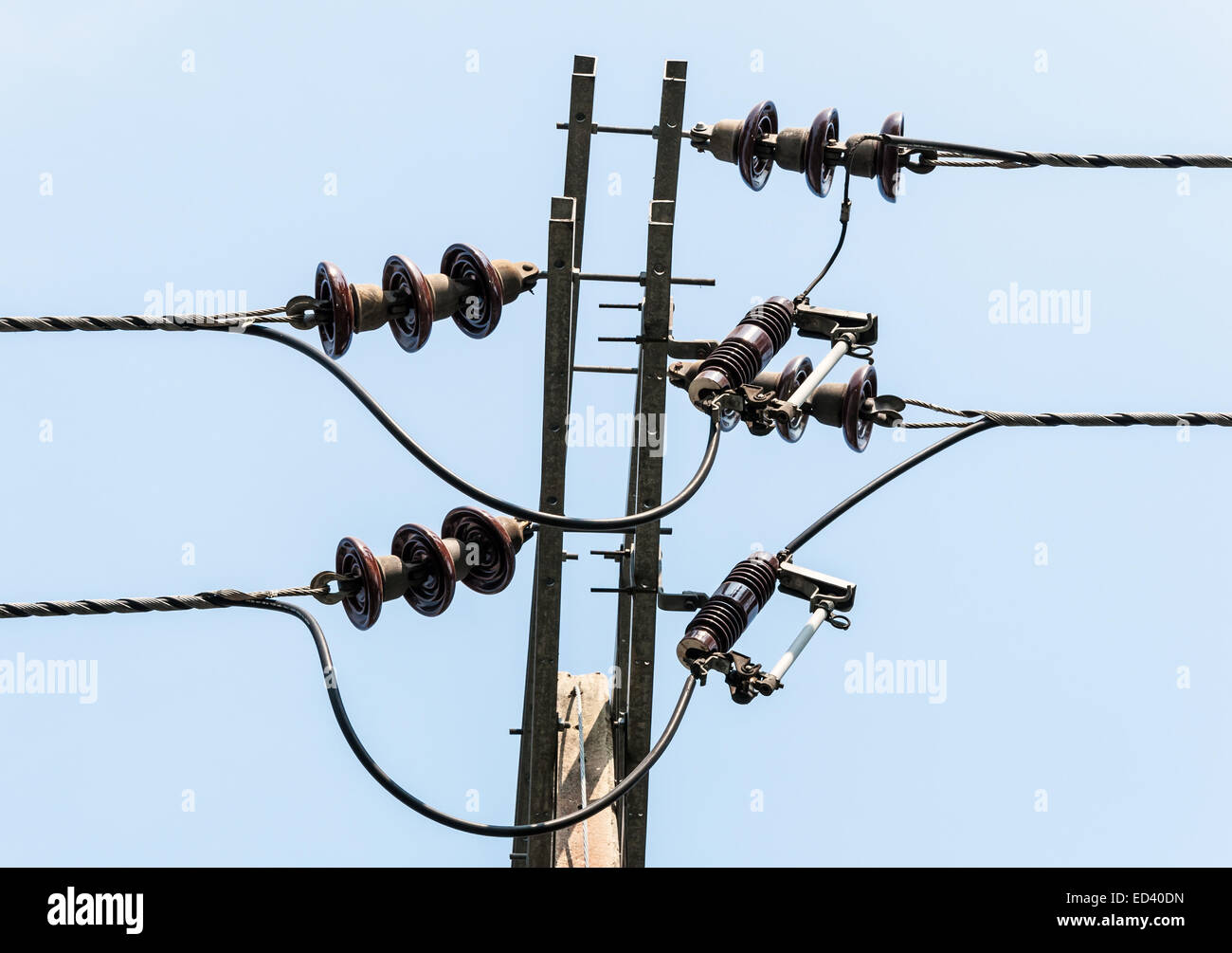 Electrical insulator on the top of electrical pole Stock Photo - Alamy