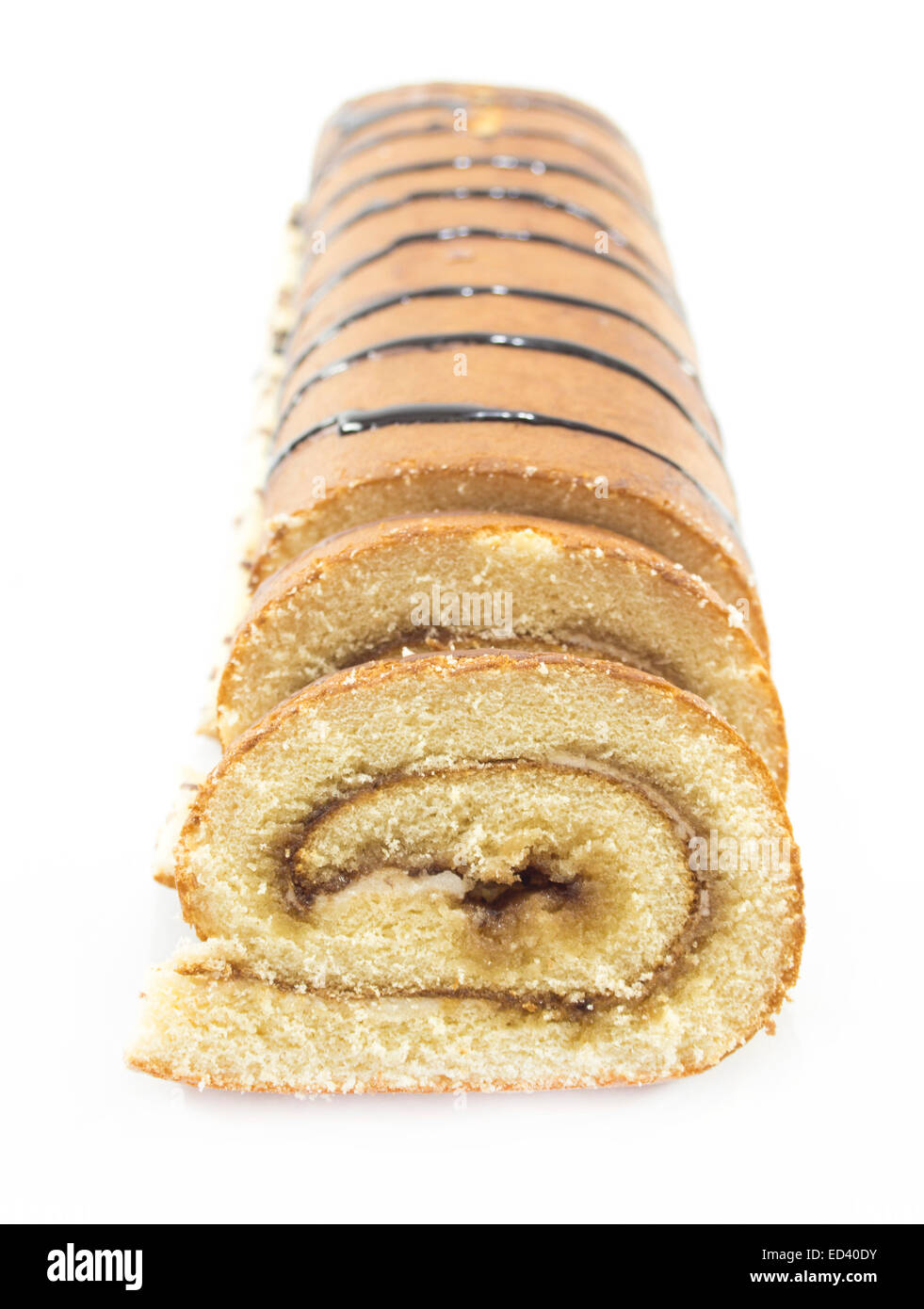 Sweet roll cake isolated on white background Stock Photo - Alamy