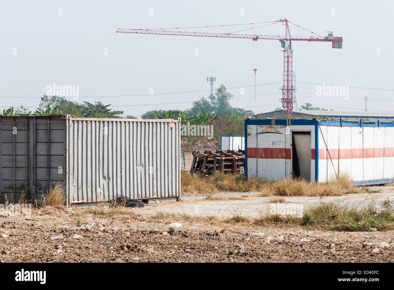 Old container office for construction site in urban land Stock Photo ...