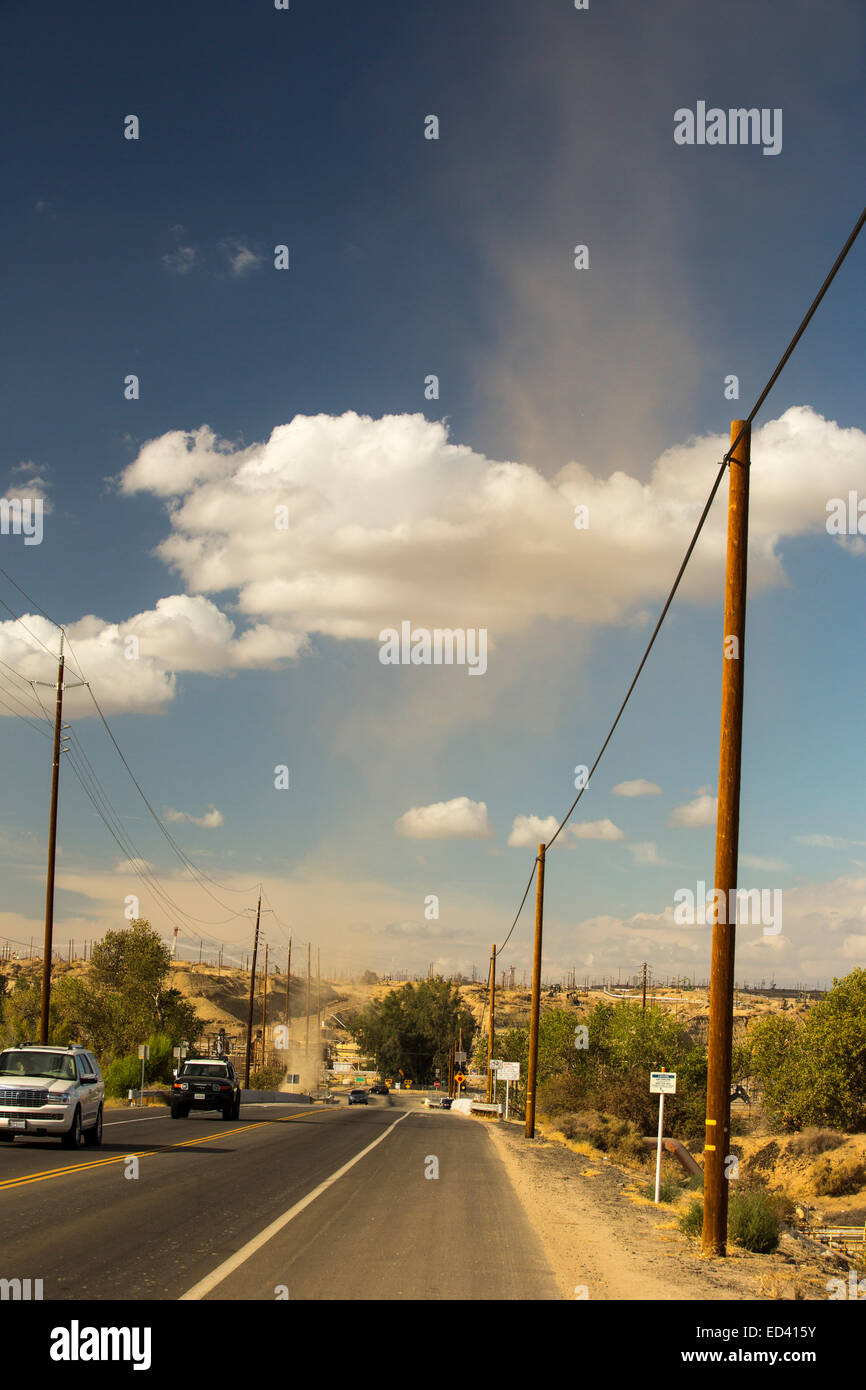 A dust devil blows through the Kern River oilfield in Oildale ...