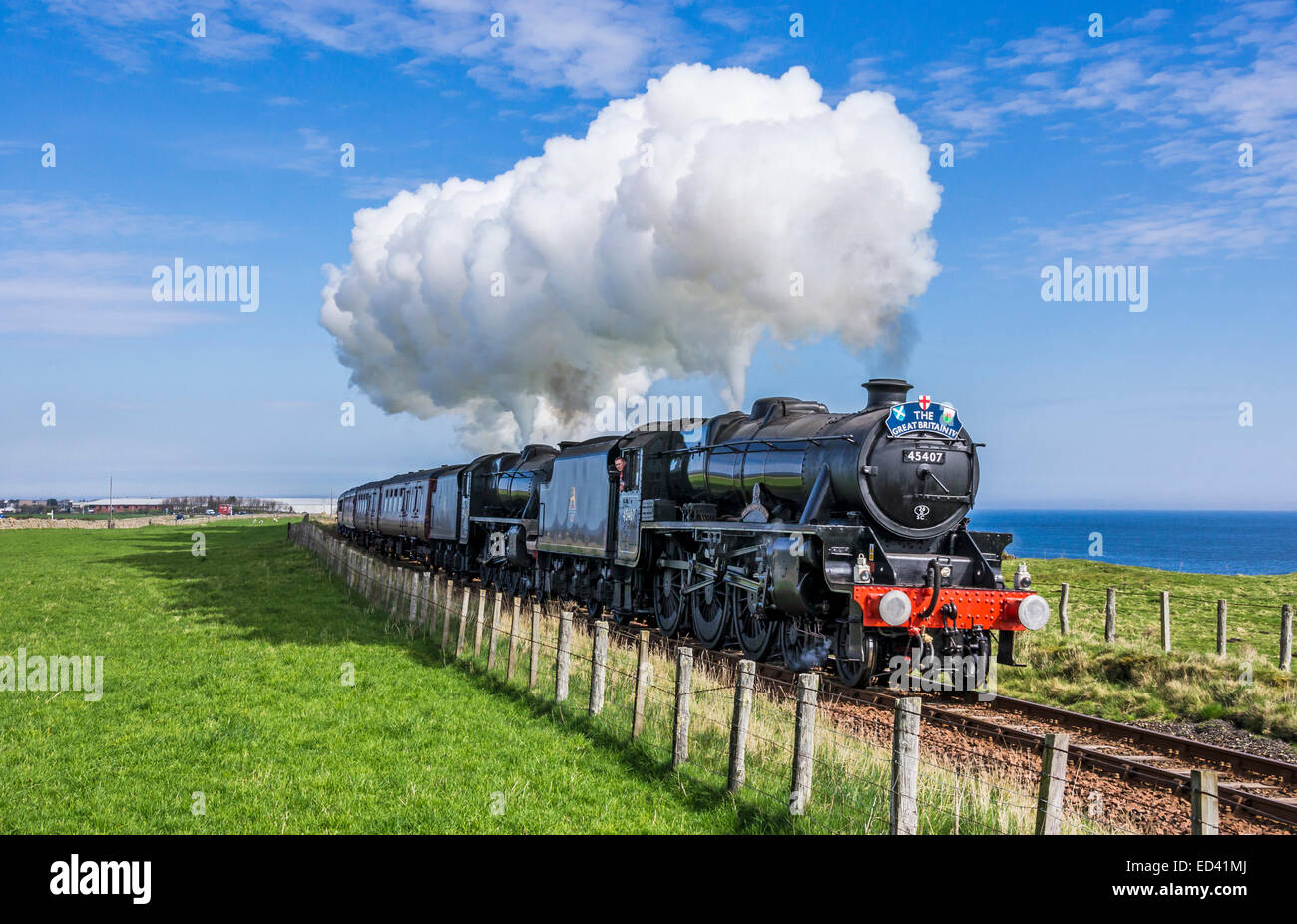 The Great Britain IV double header steam train with Black Five engines ...